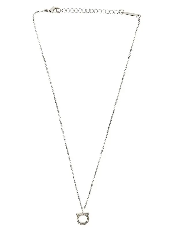 FERRAGAMO Gancini Strass' Necklace - Silver