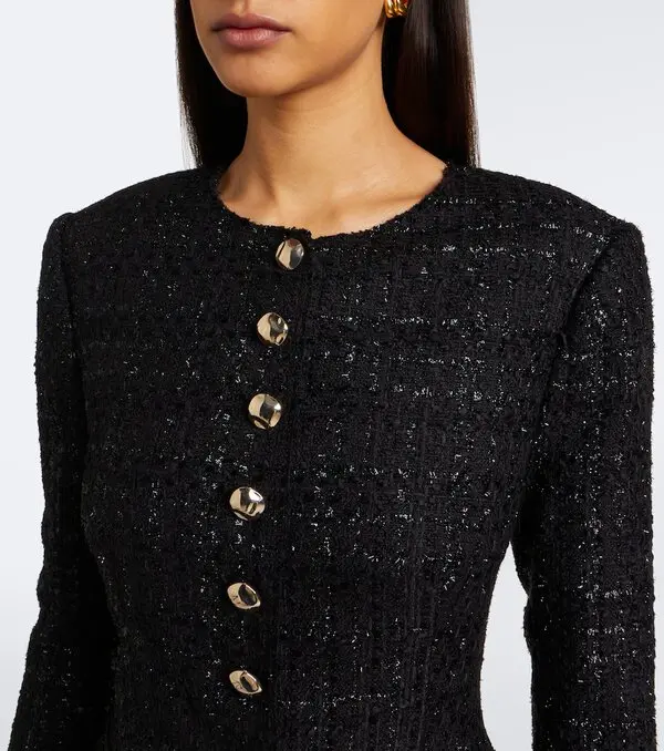Simkhai Claudina Pleated Tweed Lamé Blazer Dress