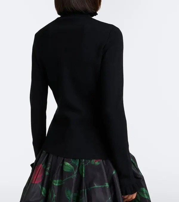 Blumarine Embroidered Ruffled Virgin Wool Sweater