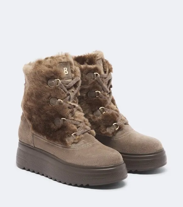 Bogner Stockholm Suede And Shearling Lace-up Boots - Brown