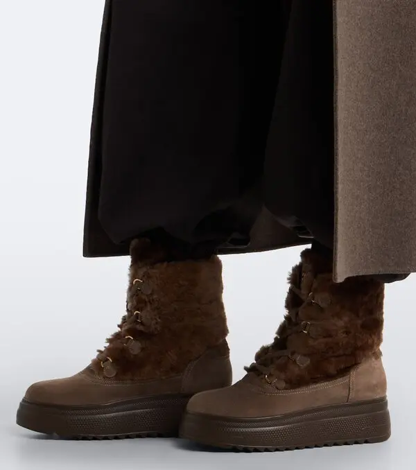 Bogner Stockholm Suede And Shearling Lace-up Boots