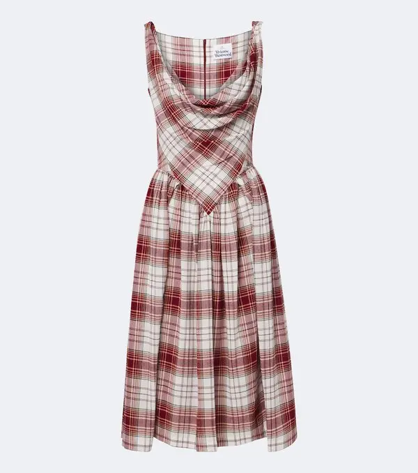 VIVIENNE WESTWOOD Sunday Draped Tartan Crêpe Midi Dress - Multicoloured