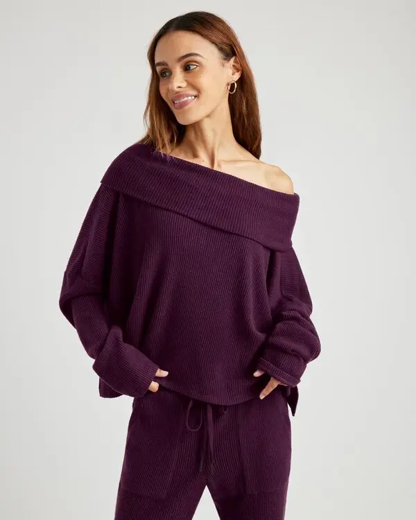 Splendid London Lounge Drape Top - Plum
