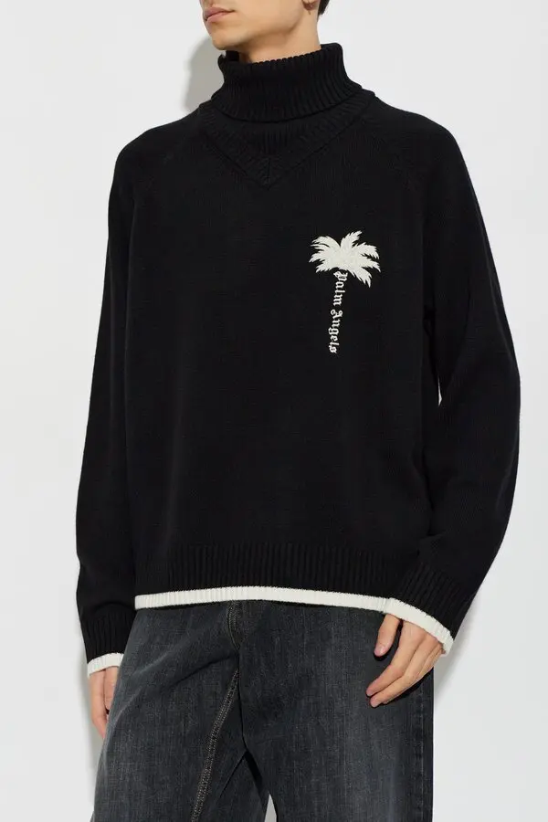 Palm Angels Wool Turtleneck With Embroidered Logo