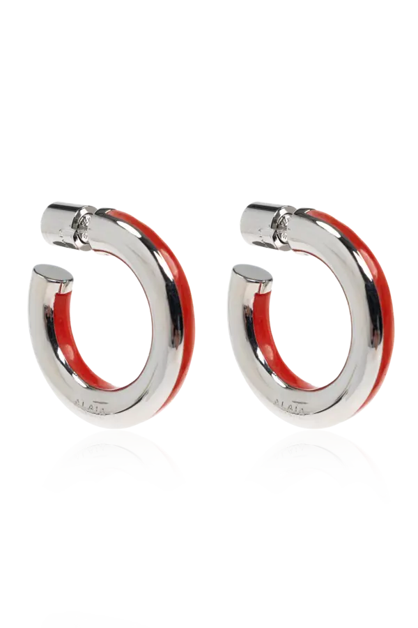 Alaïa Round Hoop Earrings With Resin - Silver