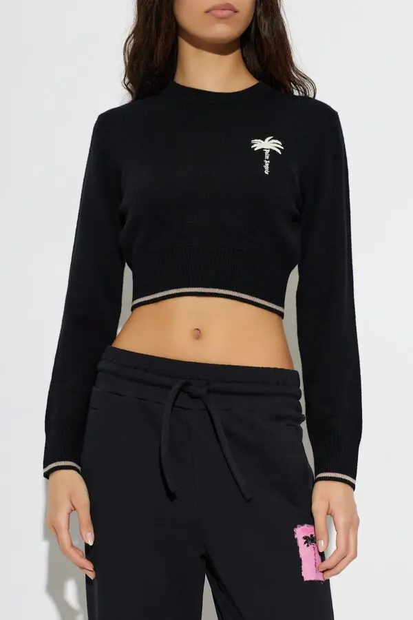 Palm Angels Wool Sweater With Embroidered Logo