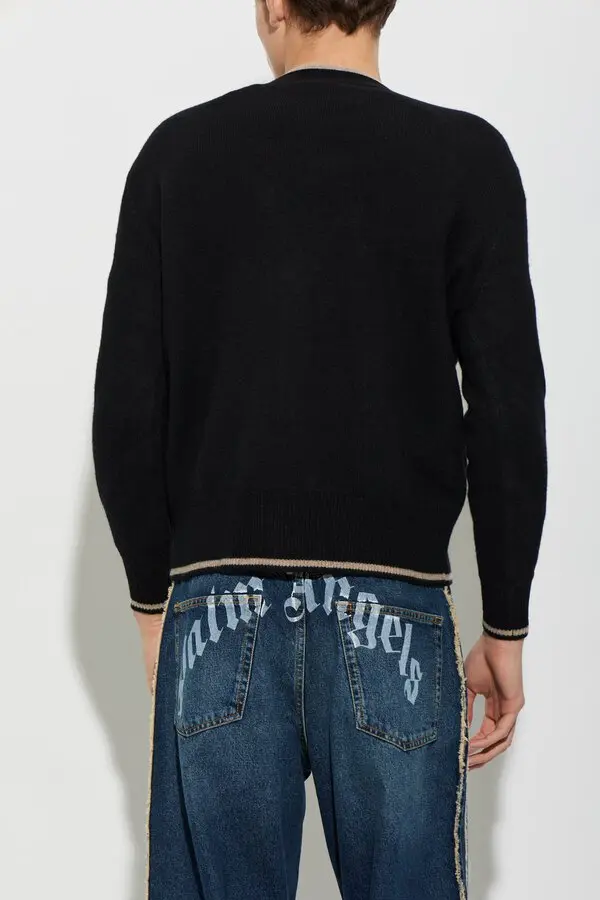 Palm Angels Wool Cardigan With Embroidered Logo