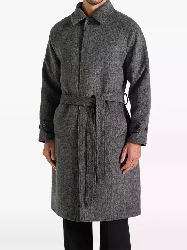 Manière De Voir Alfie In /black Reversible Belted Wool-blend Car Coat - Grey