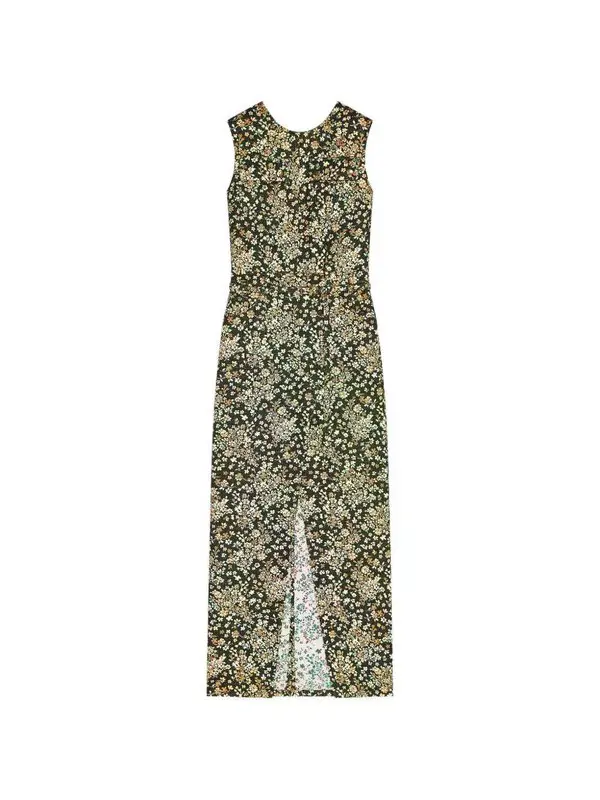 Dries Van Noten Long Slitted Floral Dress - Green