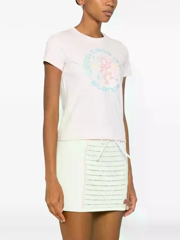Casablanca Airbrush Smiley Fitted Short Sleeve T-shirt - Pink