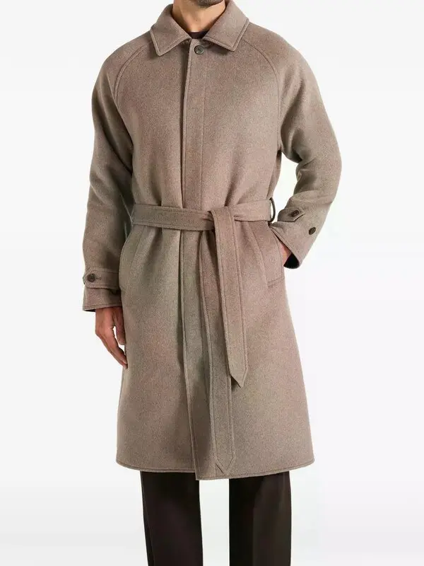 Manière De Voir Alfie In / Taupe Reversible Belted Wool-blend Car Coat - Brown