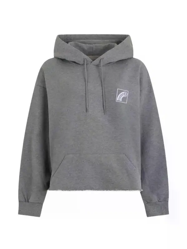MAISON MARGIELA Logo-print Raw-cut Hoodie - Grey
