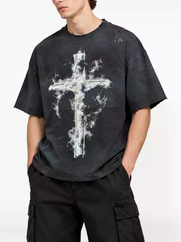 WARMAN Distressed Cross-print T-shirt
