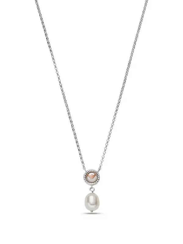 Emporio Armani Pearl Pendant Necklace - Silver