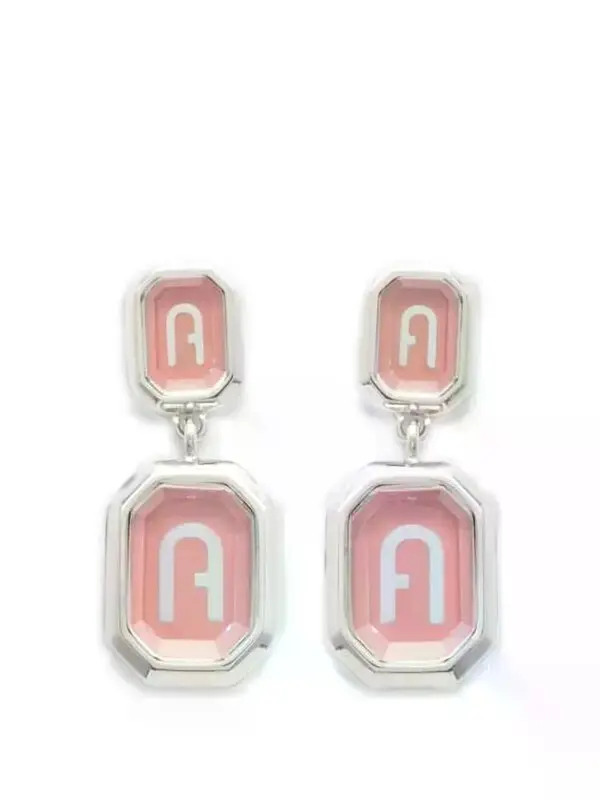 Furla Logo-detail Drop Earrings - Silver