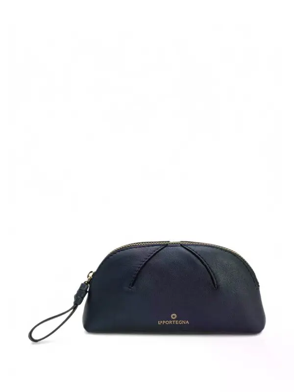LA PORTEGNA Case Fan-stitched Leather Make-up Bag - Blue
