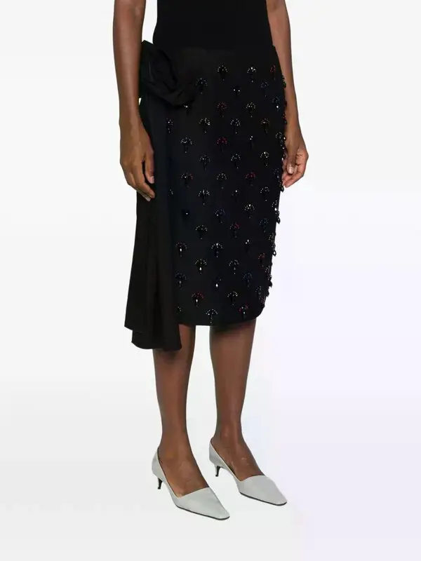 N°21 Crystal-embellished Draped Midi Skirt - Black