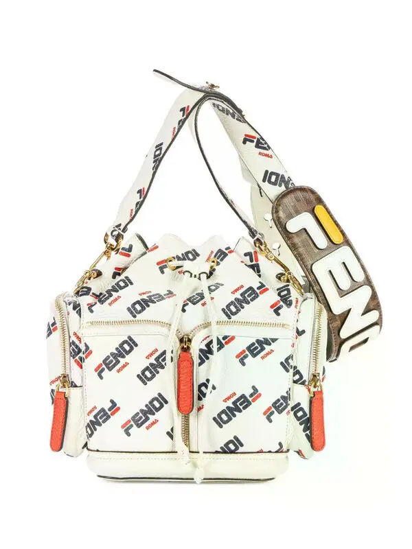 Fendi X Fila Mania Mon Tresor Logo Bucket Bag - White