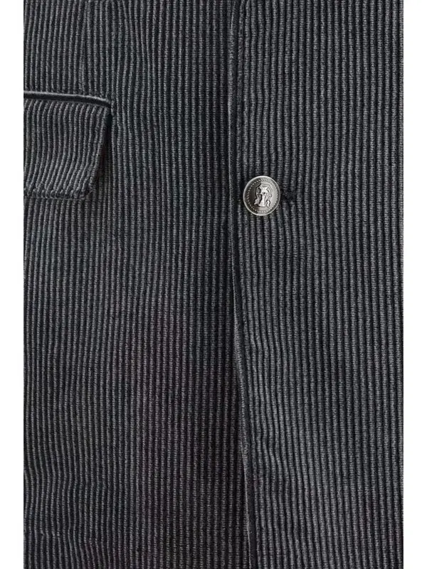 Brunello Cucinelli Frosted Cotton Corduroy One-and-a-half Breasted Tailor Blazer With Metal Buttons - Grey