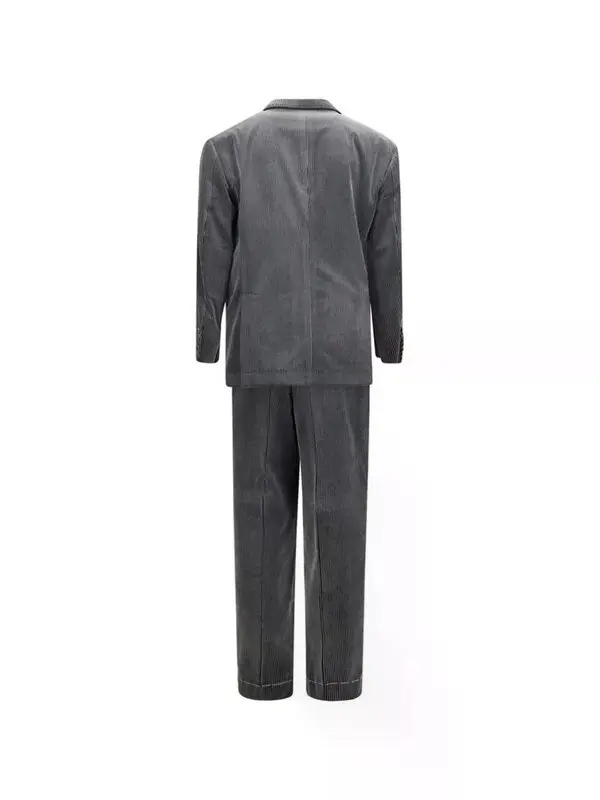 Brunello Cucinelli Frosted Cotton Corduroy One-and-a-half Breasted Tailor Blazer With Metal Buttons - Grey