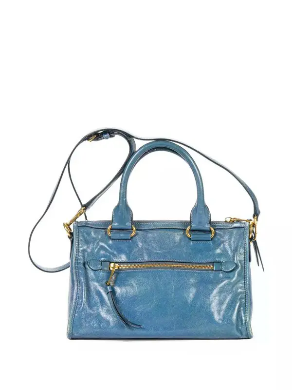 Miu Miu Front Zip-pocket Leather Tote Bag