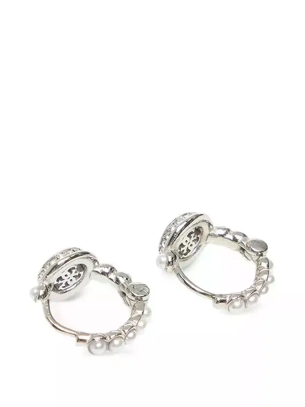 Guess Tiny Pearly Crystal-embellished Faux-pearl Hoop Earrings
