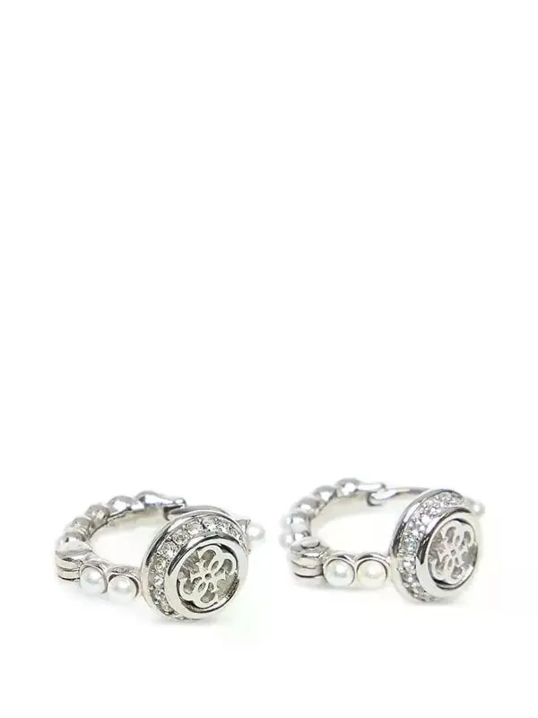Guess Tiny Pearly Crystal-embellished Faux-pearl Hoop Earrings