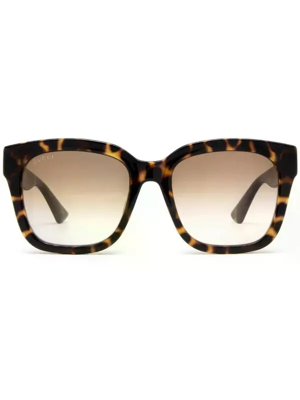 Gucci Tortoiseshell-effect Butterfly-frame Sunglasses - Brown