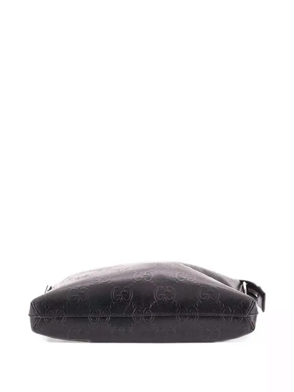 Gucci Convertible Messenger Bag Gg Embossed Perforated Leather Medium Clutch Bag
