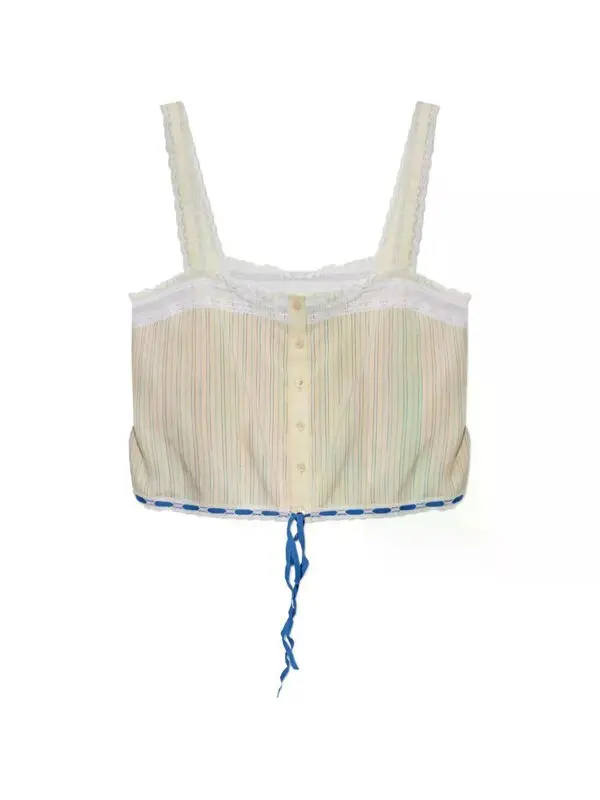 Chloé Lace-insert Striped Tank Top - Neutrals