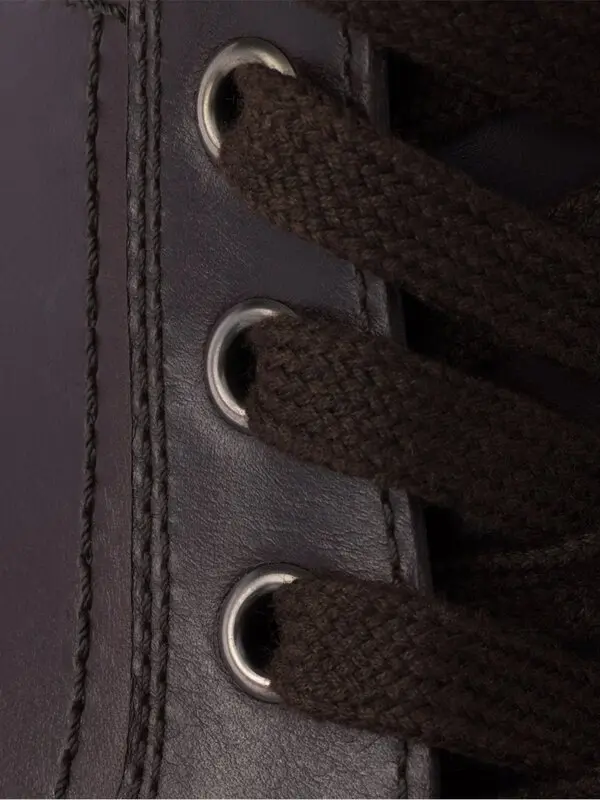 Prada Lace-up Leather And Re-nylon Booties - Brown