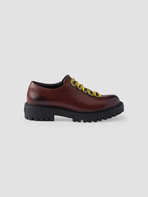 Prada Aged Leather Lace-up Shoes - Brown