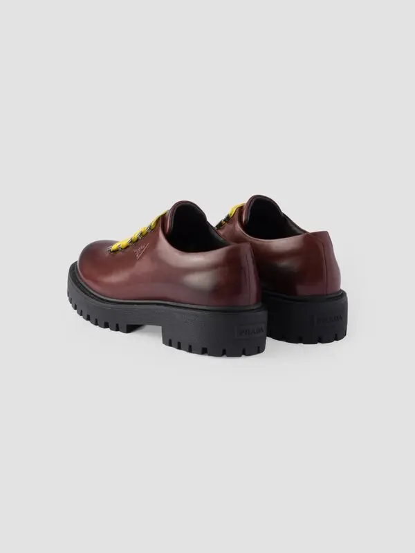Prada Aged Leather Lace-up Shoes - Brown