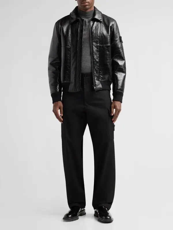 Stone Island Leather Bomber Jacket