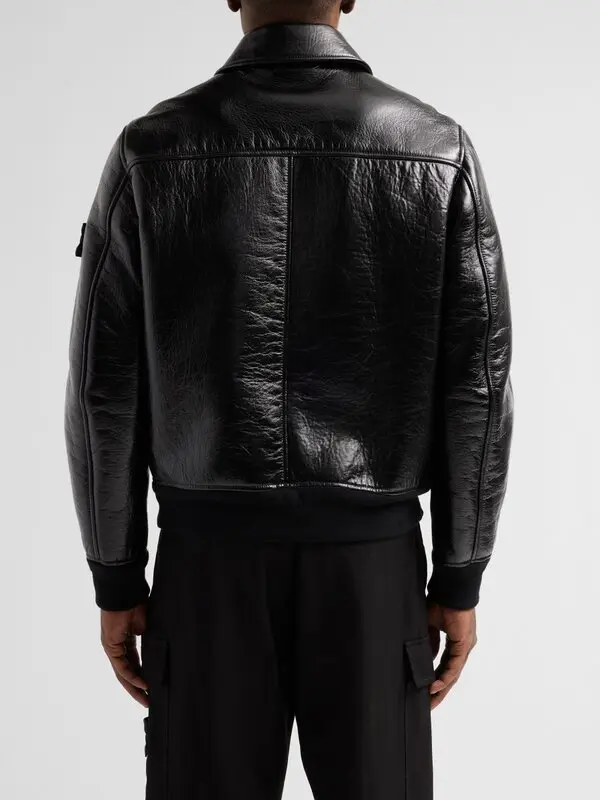 Stone Island Leather Bomber Jacket