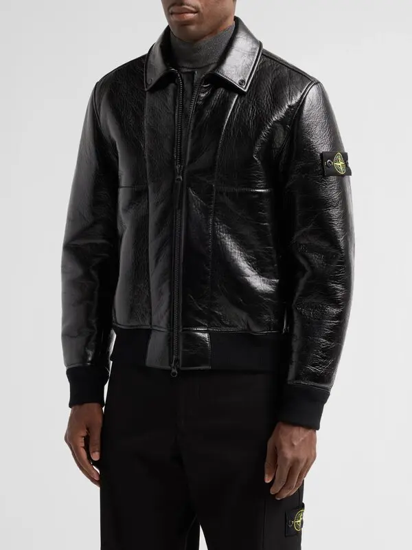Stone Island Leather Bomber Jacket