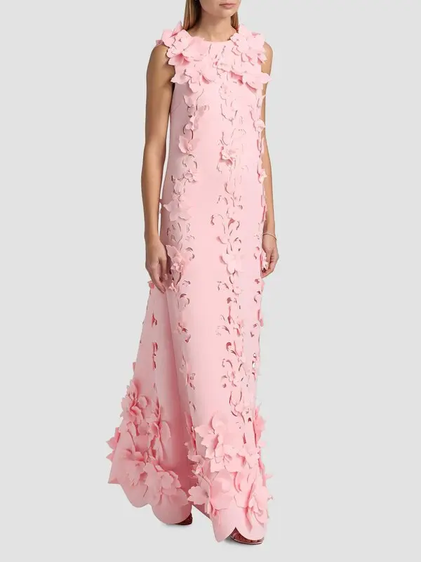 Badgley Mischka Floral-appliqué Embellished Gown
