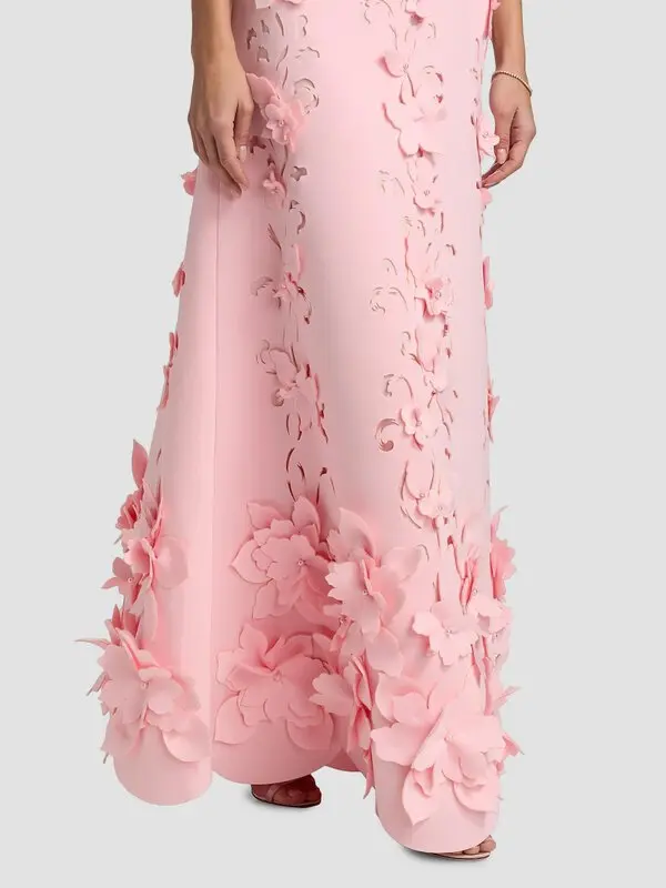 Badgley Mischka Floral-appliqué Embellished Gown