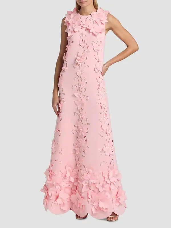 Badgley Mischka Floral-appliqué Embellished Gown