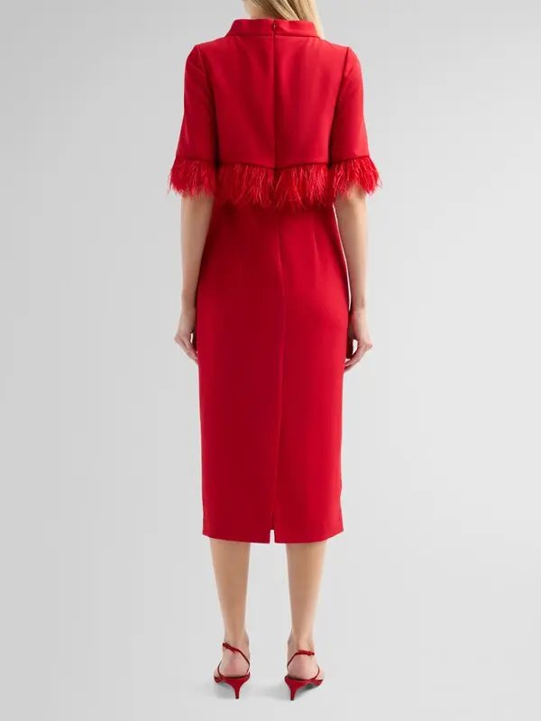 Badgley Mischka Layered Feather-trim Cocktail Dress