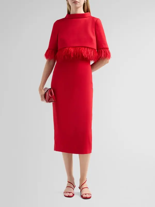 Badgley Mischka Layered Feather-trim Cocktail Dress