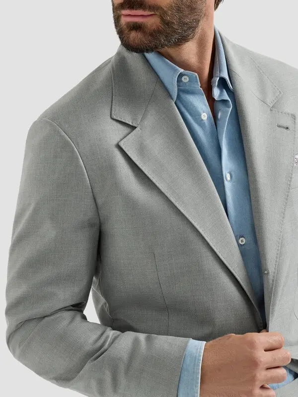 Brunello Cucinelli Virgin Wool And Silk Lightweight Hopsack Cavallo Tailor Blazer
