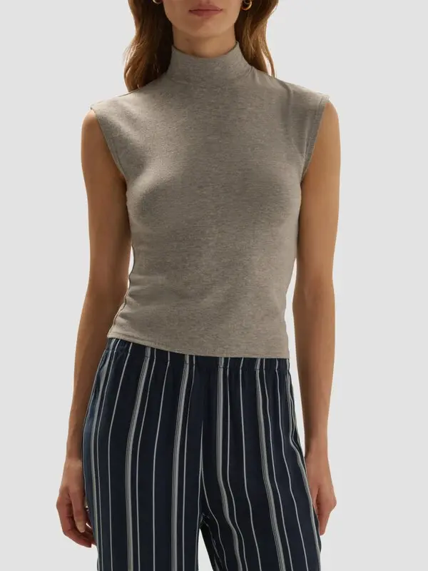 FAVORITE DAUGHTER The Heritage Mockneck Top - Heather Grey