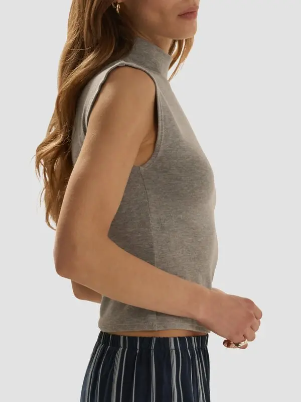 FAVORITE DAUGHTER The Heritage Mockneck Top - Heather Grey