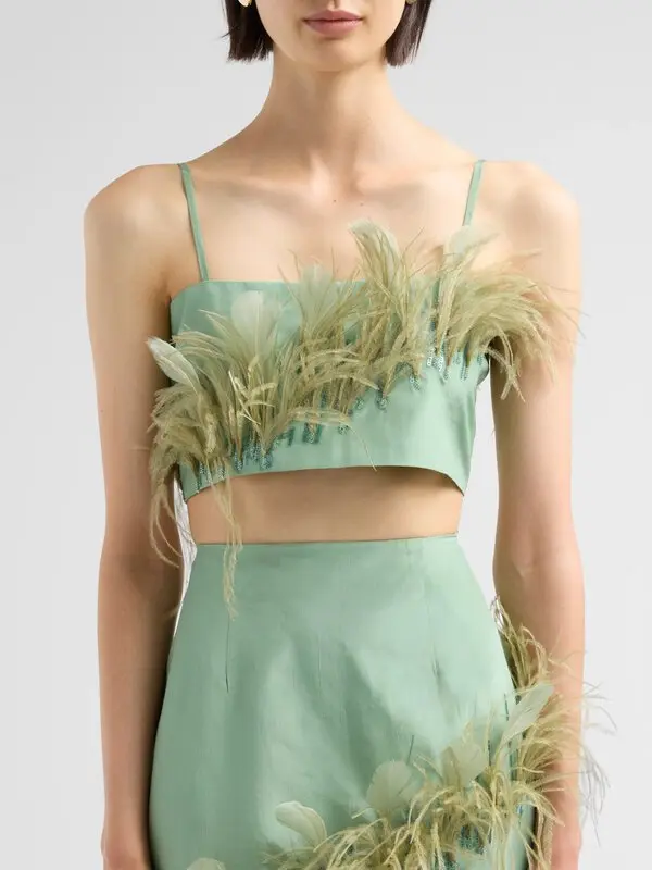 Azeeza Walton Feather-trimmed Top
