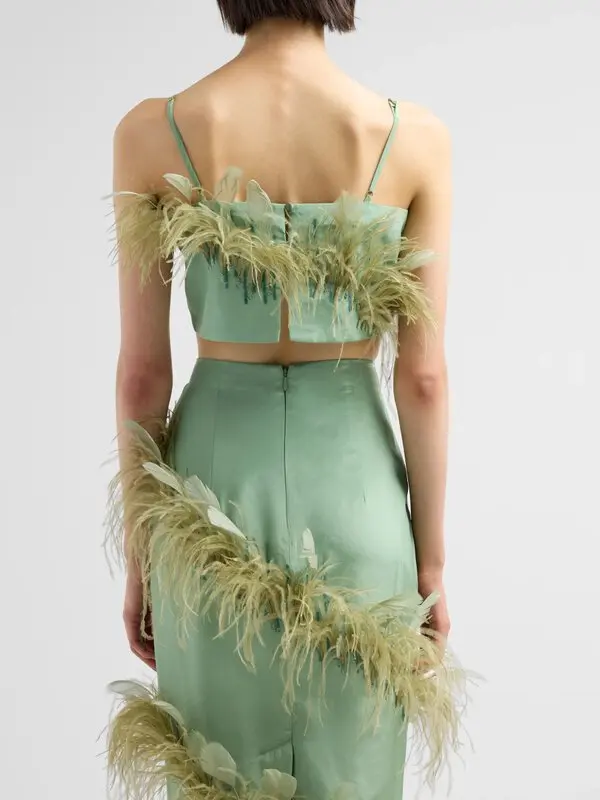 Azeeza Walton Feather-trimmed Top