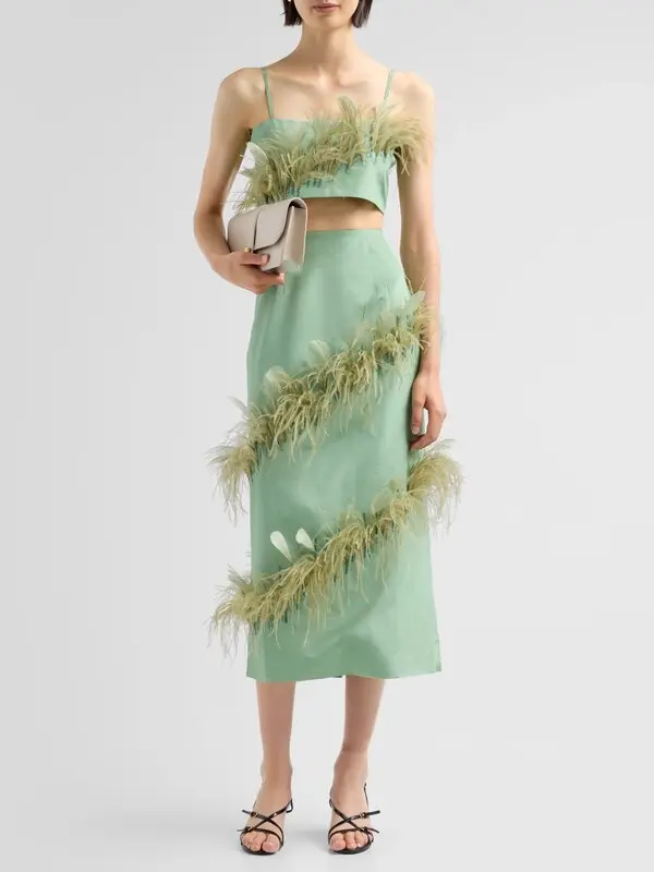 Azeeza Walton Feather-trimmed Top