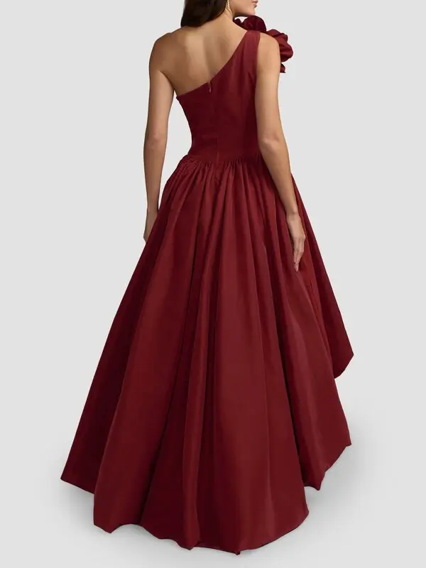 Mac Duggal 3d Flower Faille One-shoulder High-low Gown