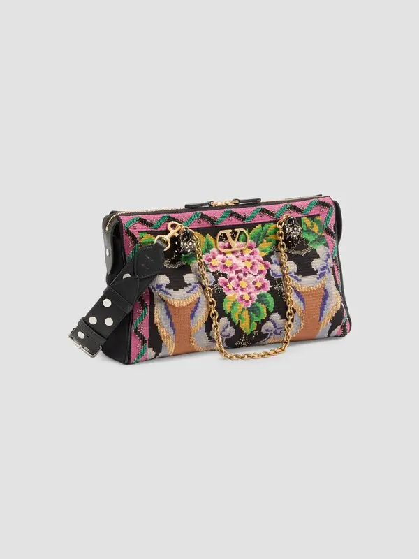 Valentino Garavani Panthea Medium Embroidered Shoulder Bag