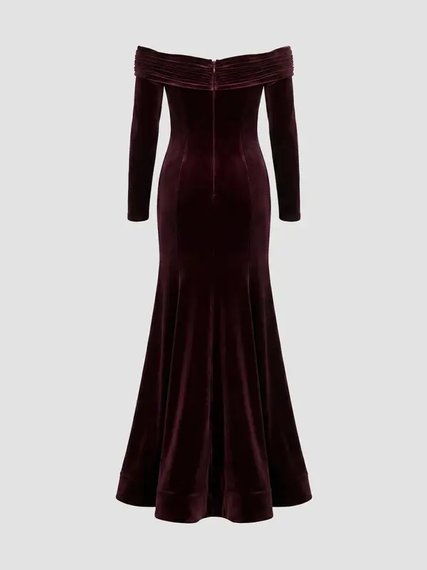 Mac Duggal Velvet Off-the-shoulder Mermaid Gown